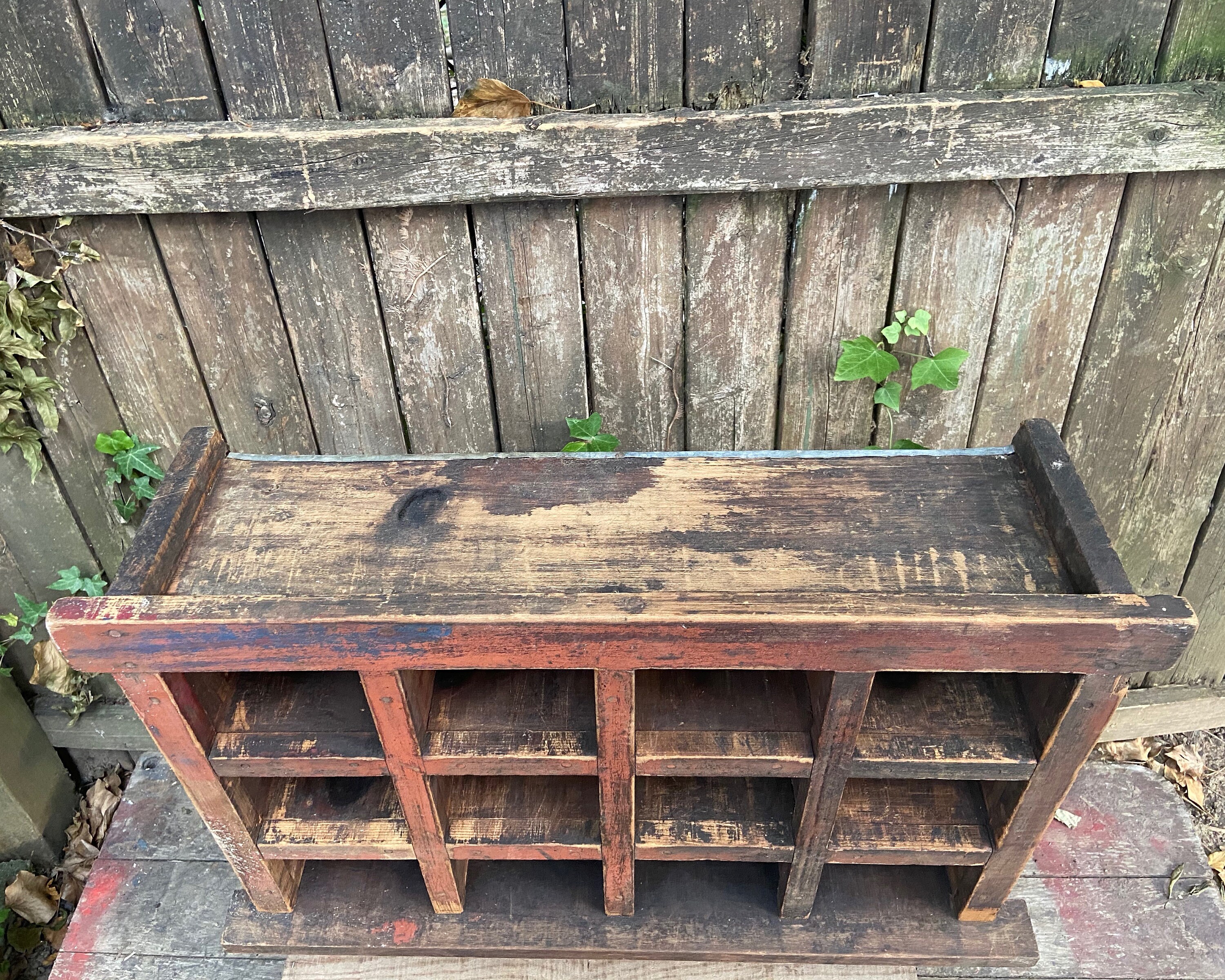 Antique Wooden Shelf Primitive Wooden Box With Slots HAND - Etsy