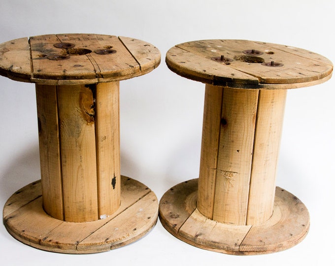 Vintage Large Wooden Spool Rustic Decor Cable Reel Wooden Bobbin ...