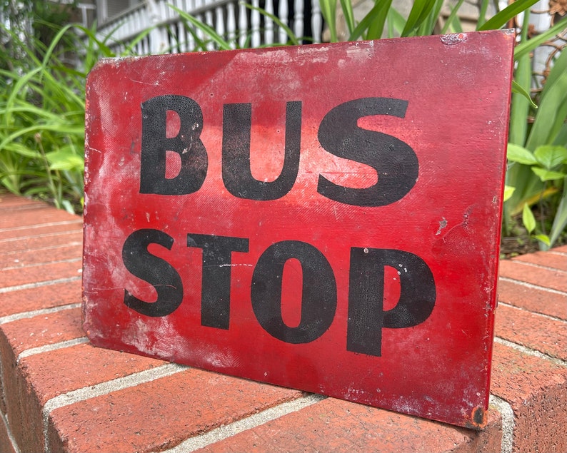 Antique Bus Stop Metal Flange Sign Nice Early Crazed Paint | Etsy