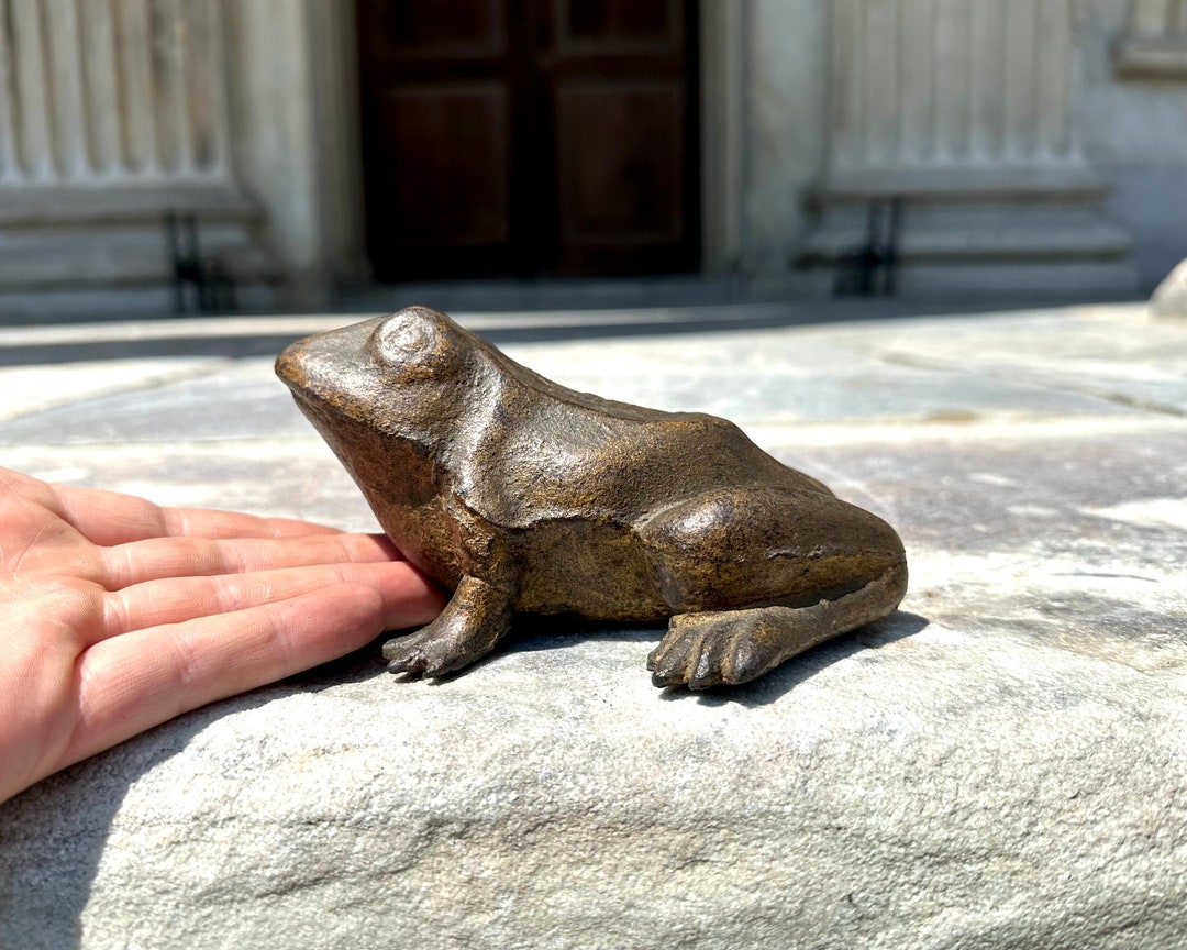 Antique Cast Iron Frog, Early Old Gold Paint 19th Century 1800s, Garden ...