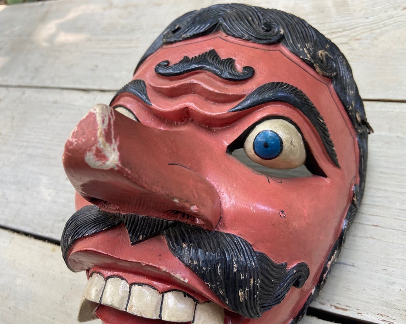 Vintage Devil Mask Antique Costume Carved Mask Wooden Mask - Etsy