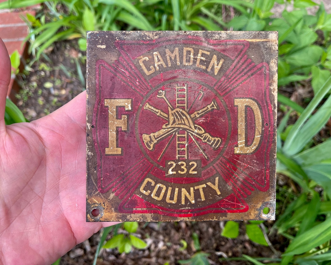 Antique Fire Department Sign Camden County New Jersey License Plate ...