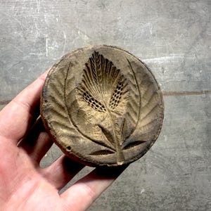 Antique Thistle Butter Mold, 19th Century Wooden Folk Art Treen Butter ...