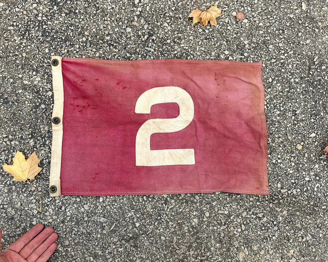 Vintage Boat Flag, Number 2 Yacht Flag ,aged Faded Distressed Primitive ...