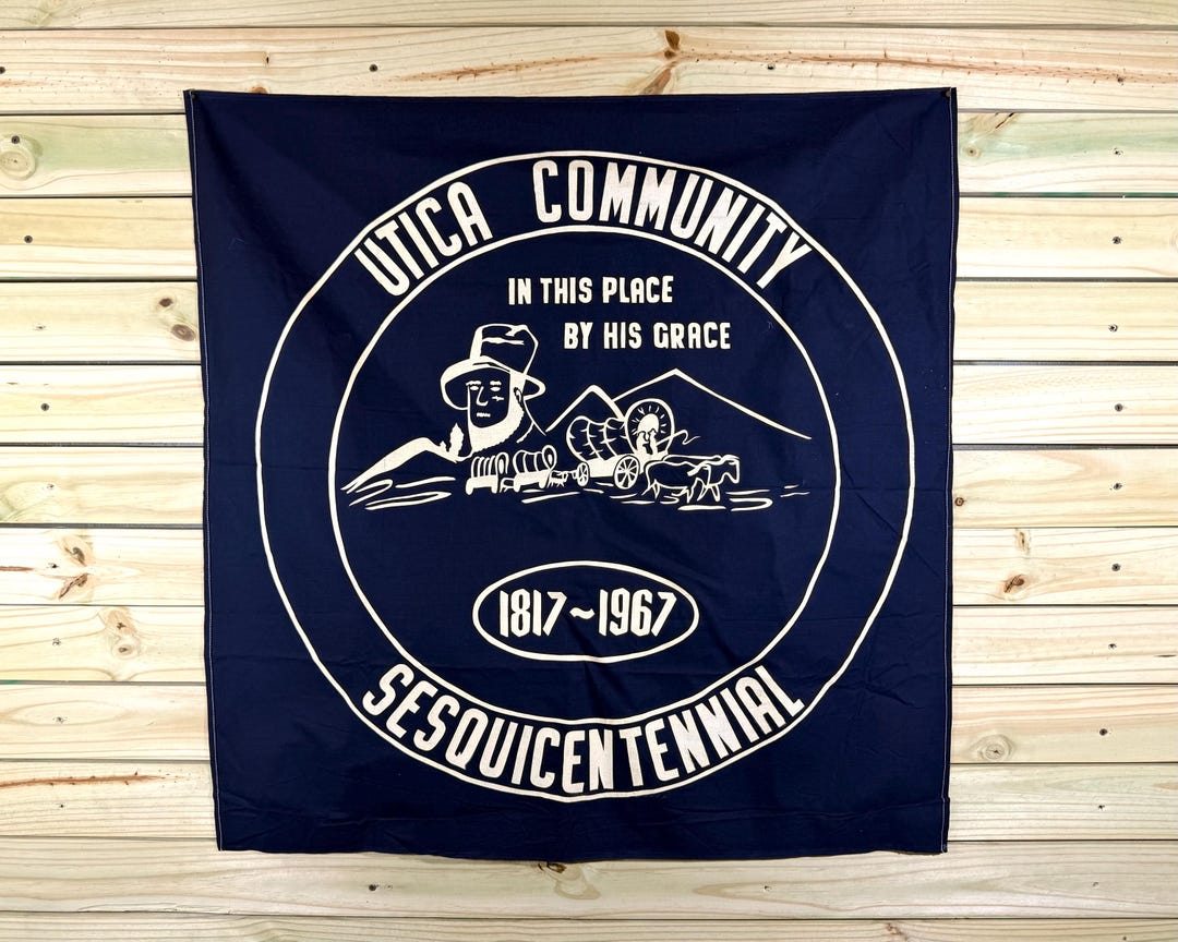 UTICA MICHIGAN Sesquicentennial Flag 1967, Vintage Wall Hanging Banner ...