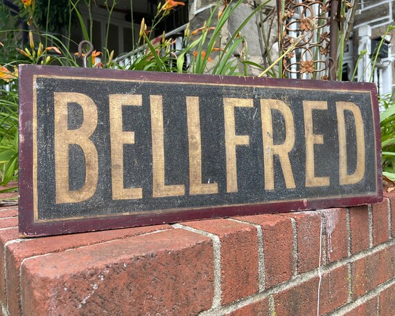 Antique Wooden Sign in Gold Gilt & Smaltz Paint BELLFRED 19th | Etsy