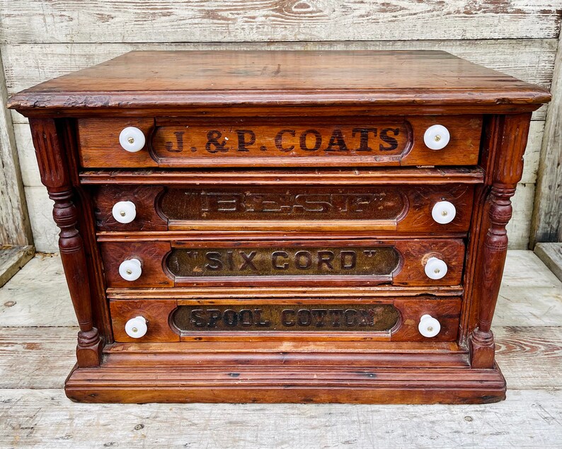 Antique Spool Cabinet J & P Coats Sewing Cabinet Four Drawer | Etsy