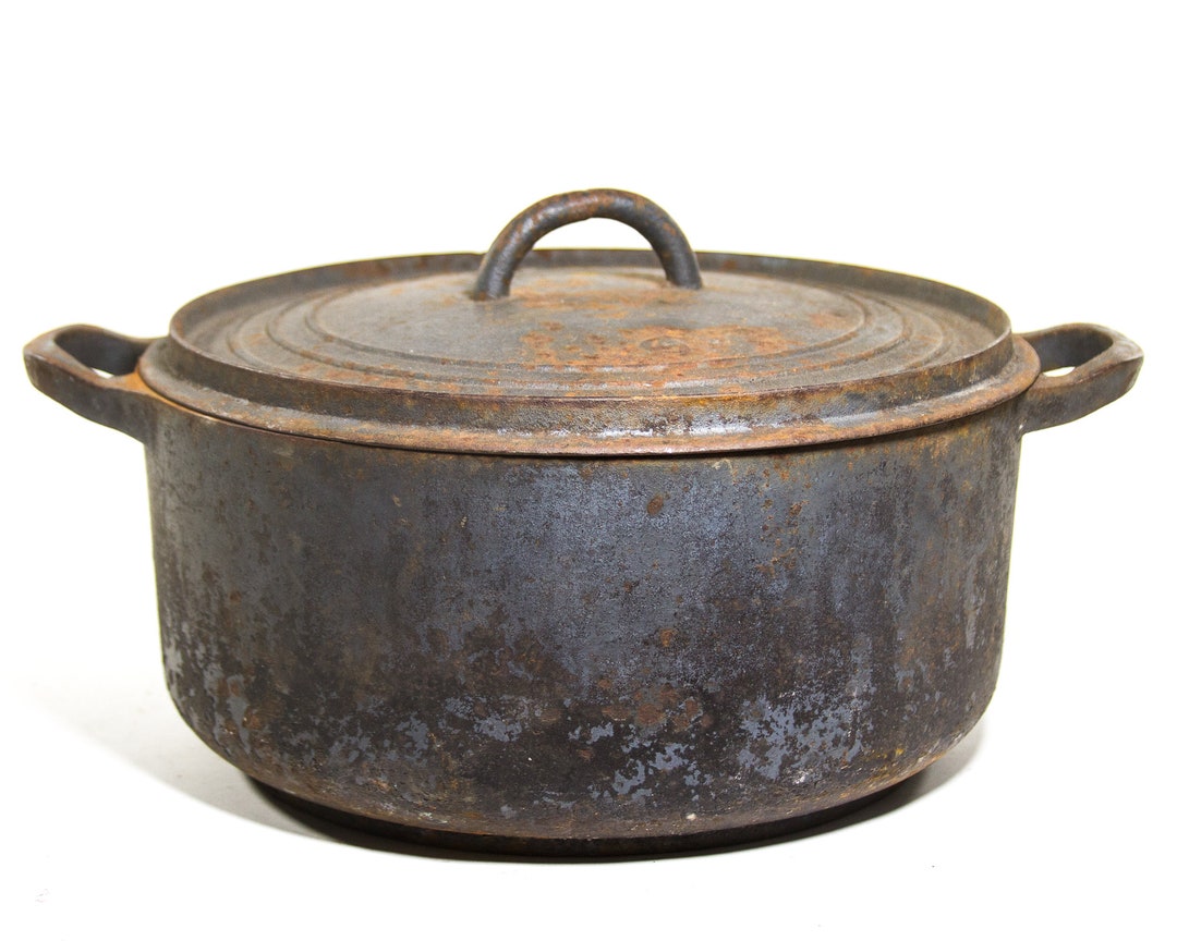 Cast Iron Kettle With Lid Antique Civil War Era Cooking Bean Pot Signed ...