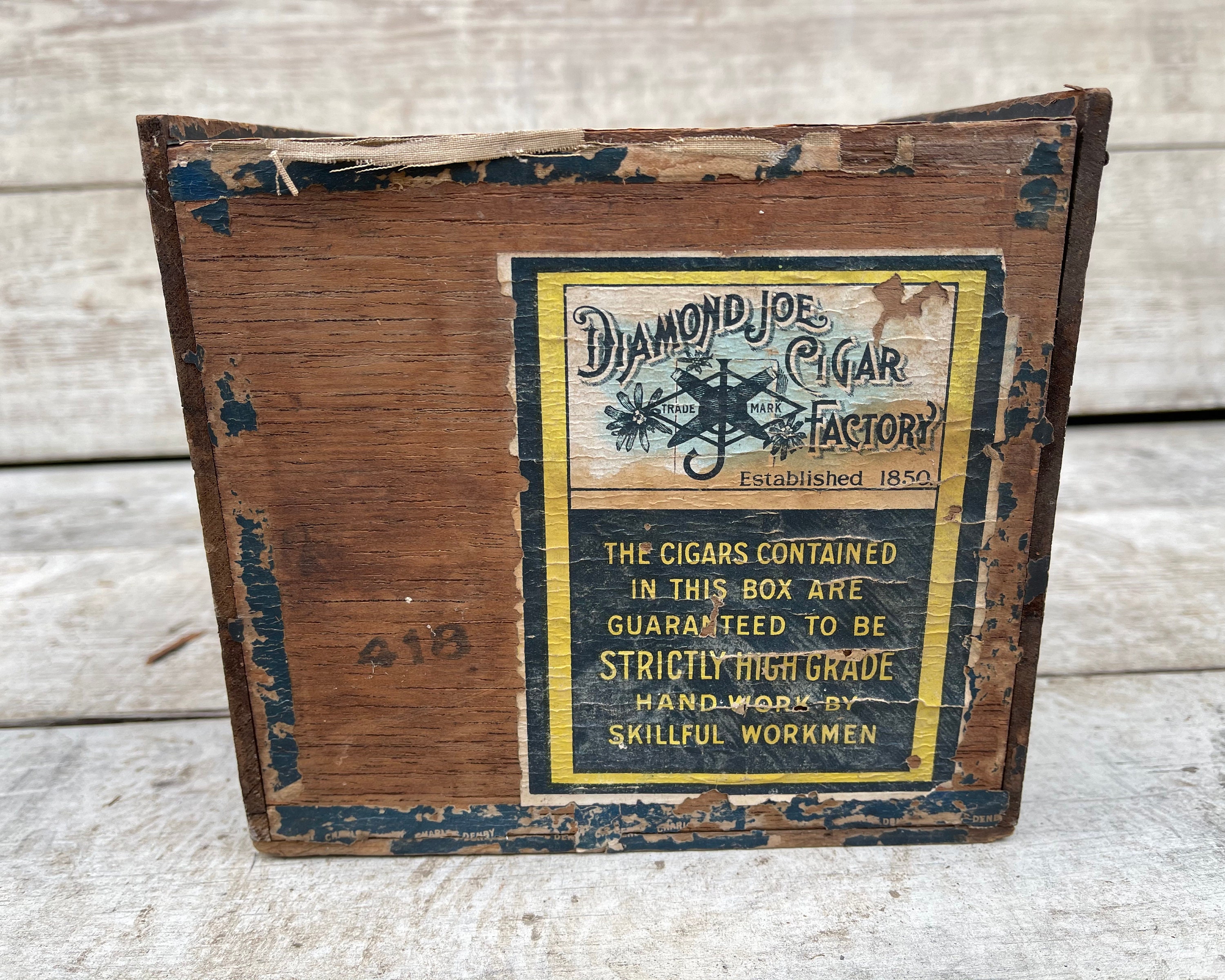Antique Cigar Box, Wooden Cigar Container, Vintage ADVERTISING General ...