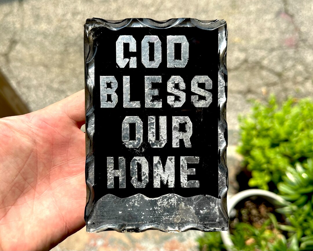 God Bless Our Home Sign 1920s Art Deco Scalloped Reverse Glass Sign ...