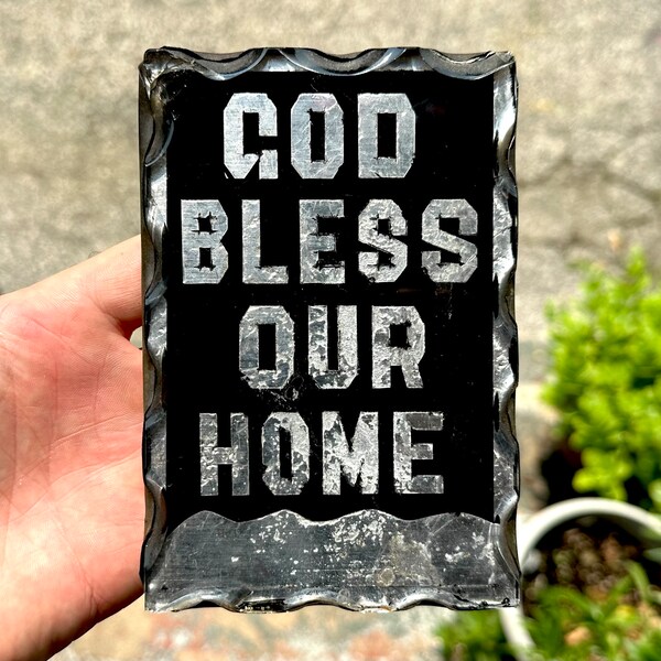 Antique Scalloped Glass Sign - Etsy