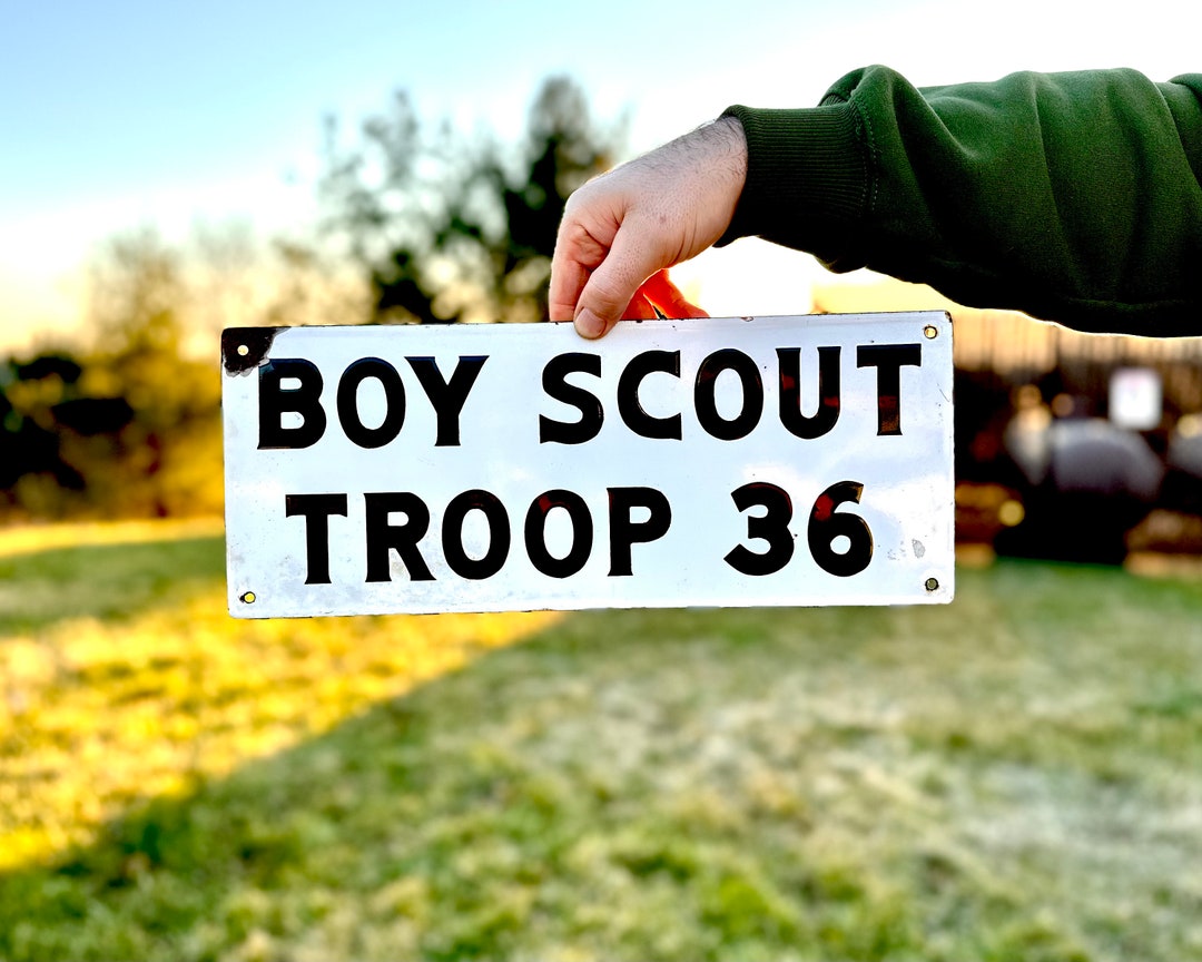 Porcelain Boy Scout Troop Sign 1940s 1950s, RARE Old Enamel Sign, Wall ...