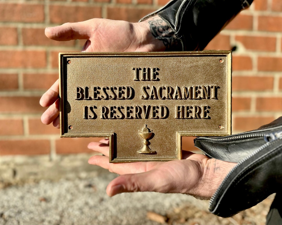 Antique Church Tabernacle Sign, SACRAMENT RESERVED HERE Signage ...