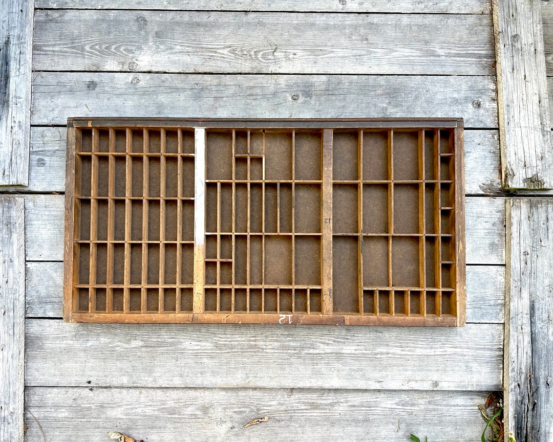 Printers Tray OLD GREEN PAINT Vintage Printing Typeset Drawer Shadow ...
