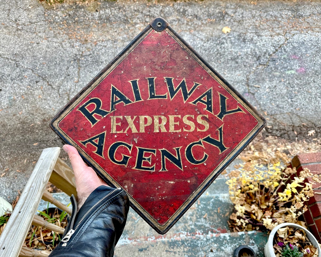 Original Railway Express Agency Sign, Antique Masonite Sign, Wall ...