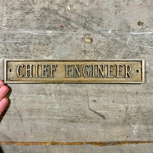 Antique Chief Engineer Sign, DOOR SIGN, Bronze Architectural Salvage ...