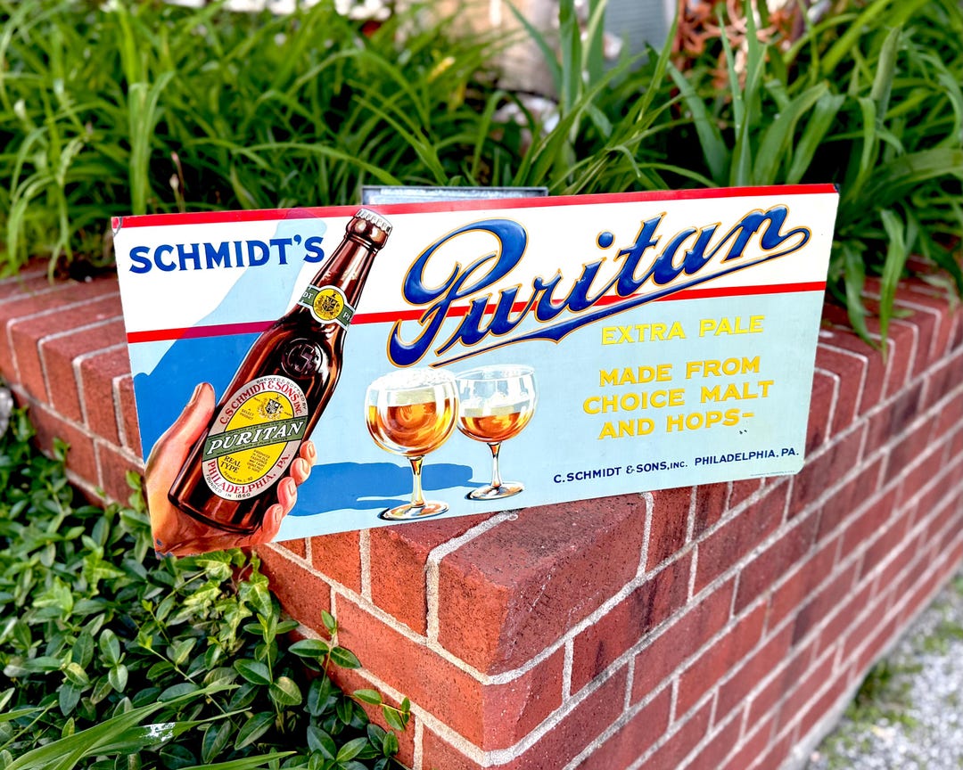Schmidt's Puritan Ale Beer Sign C 1920s Prohibition Era Philadelphia PA ...