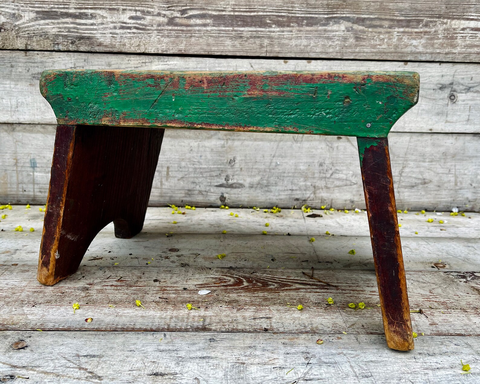 Antique Wooden Stool in Nice Old Green Paint Primitive Wood | Etsy