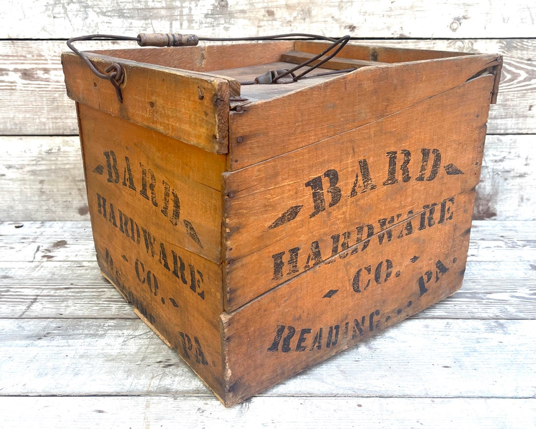 Antique Wooden Egg Carrier: BARD Hardware Advertising, Farmhouse Decor ...