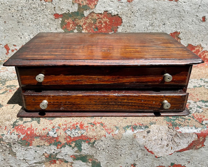 Antique Spool Cabinet Wooden Sewing Cabinet Two Drawer Chest | Etsy