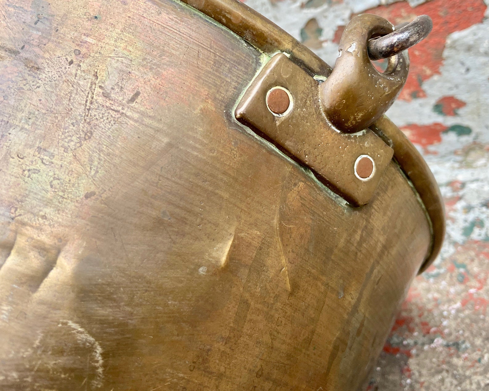 Vintage Brass Pot With Forged Iron Handle Antique Brass Pot - Etsy