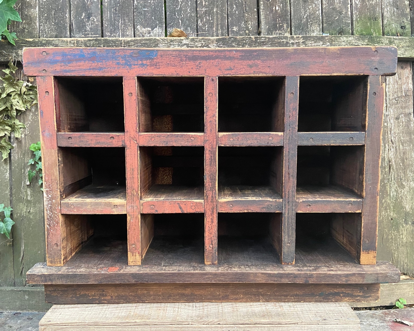 Antique Wooden Shelf Primitive Wooden Box With Slots HAND - Etsy