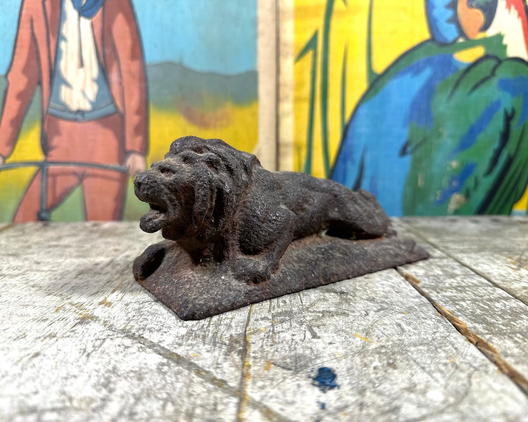 Victorian Cast Iron LION Statue, Small Metal Sculpture, Late 1800s ...