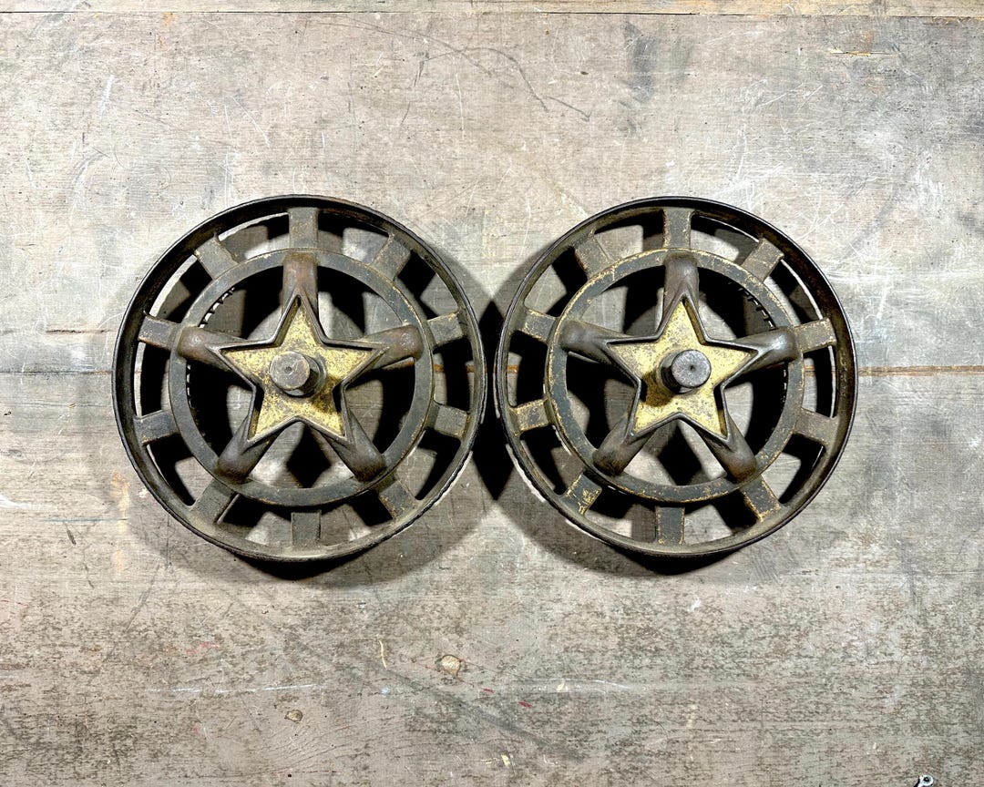 Antique Cast Iron Wheels With Stars and Original GOLD PAINT, Heavy ...