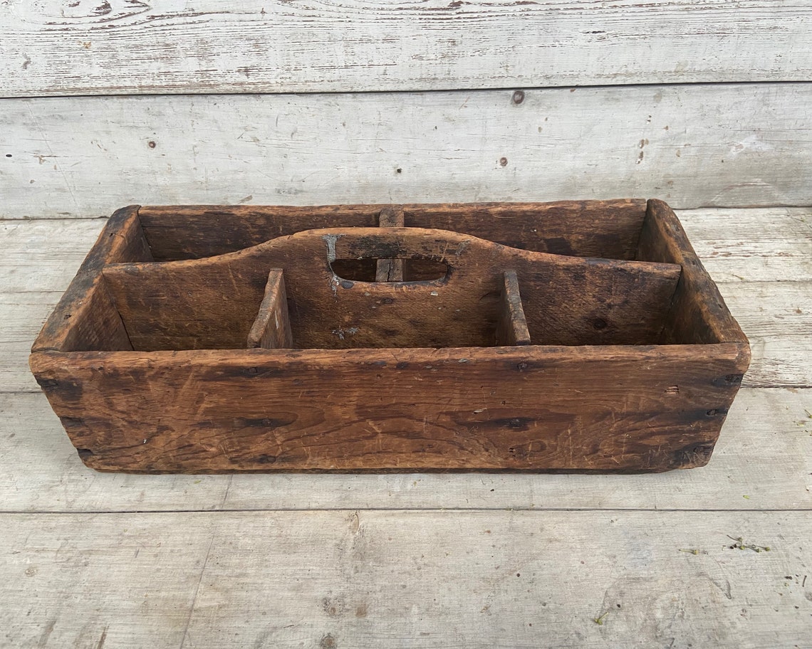 Early Primitive Wooden Tray Antique Wooden Box With - Etsy