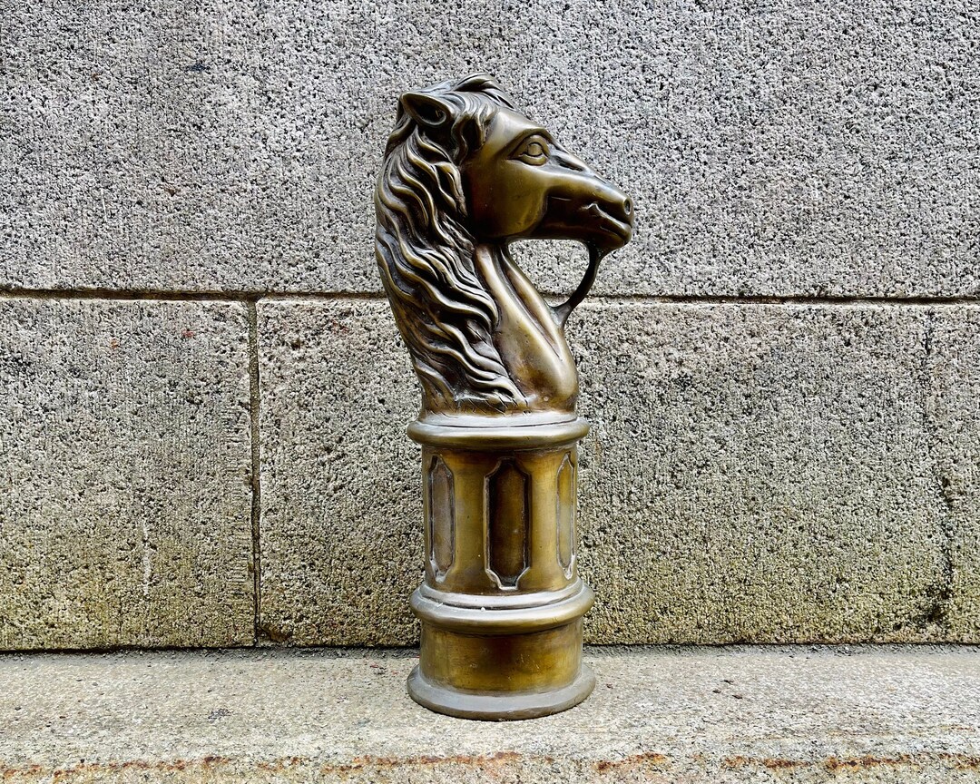 Vintage Horse Head Statue Hitching Post, Large Tall Brass Horse Head ...