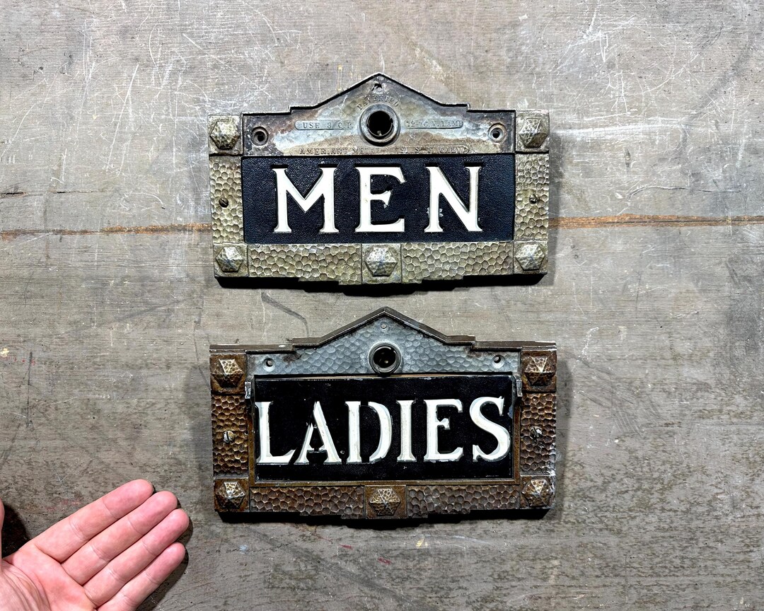 1930s Art Deco Restroom Signs: Vintage Movie Theater Lighting Fixtures ...