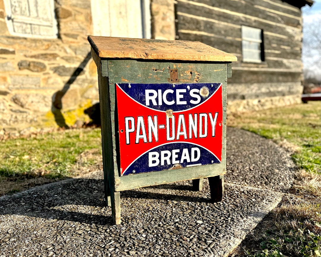 Antique Bread Box RICE'S PAN DANDY Bread, Country Store Grain Bin, Old ...