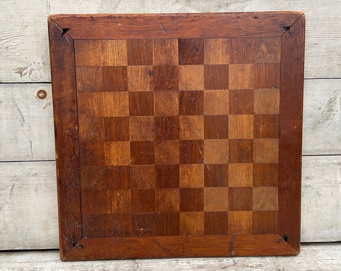 Antique Wooden Checker Board AAFA Old Inlaid Gameboard Cherry Wood ...