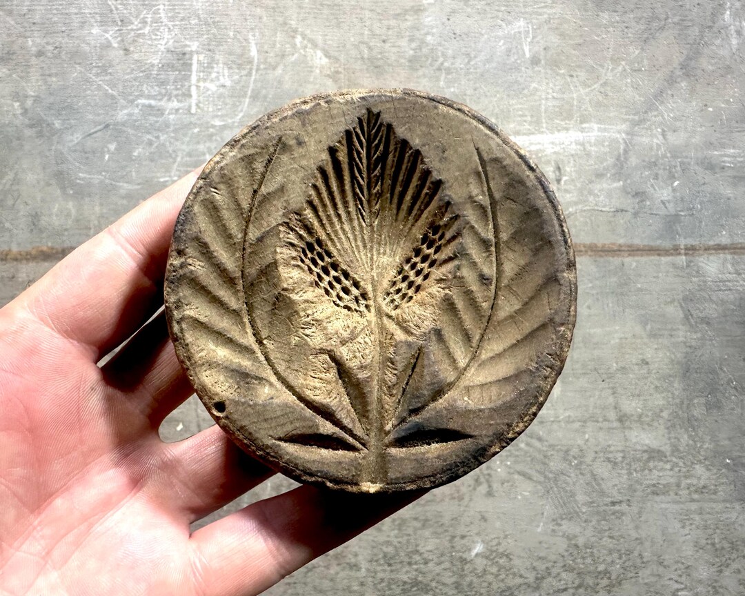 Antique Thistle Butter Mold, 19th Century Wooden Folk Art Treen Butter ...
