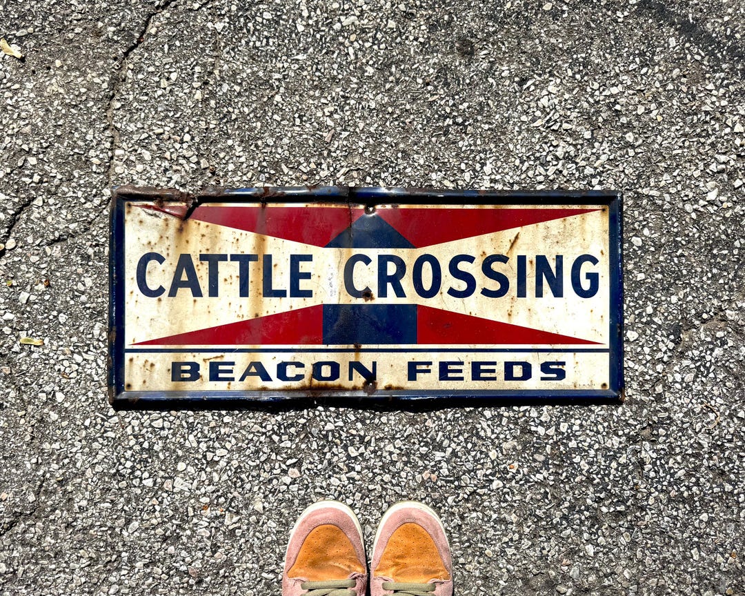 Beacon Feeds Cattle Crossing Sign: Metal Lighthouse Sign, Farm ...