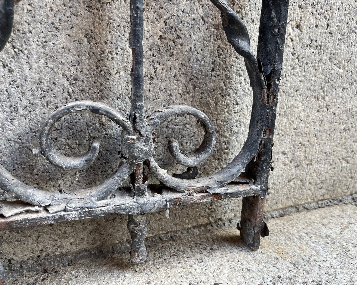 Antique Wrought Iron Garden Fence: Victorian Flower Gate, Chippy Shabby ...