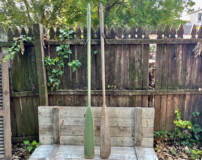Old Paint Antique WOODEN Oars Lake House Canoe Boat Nautical Boat Decor ...