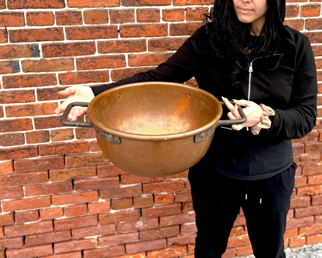 Large Copper Candy Pot, Antique Copper Bowl, Extra Large Kettle ...