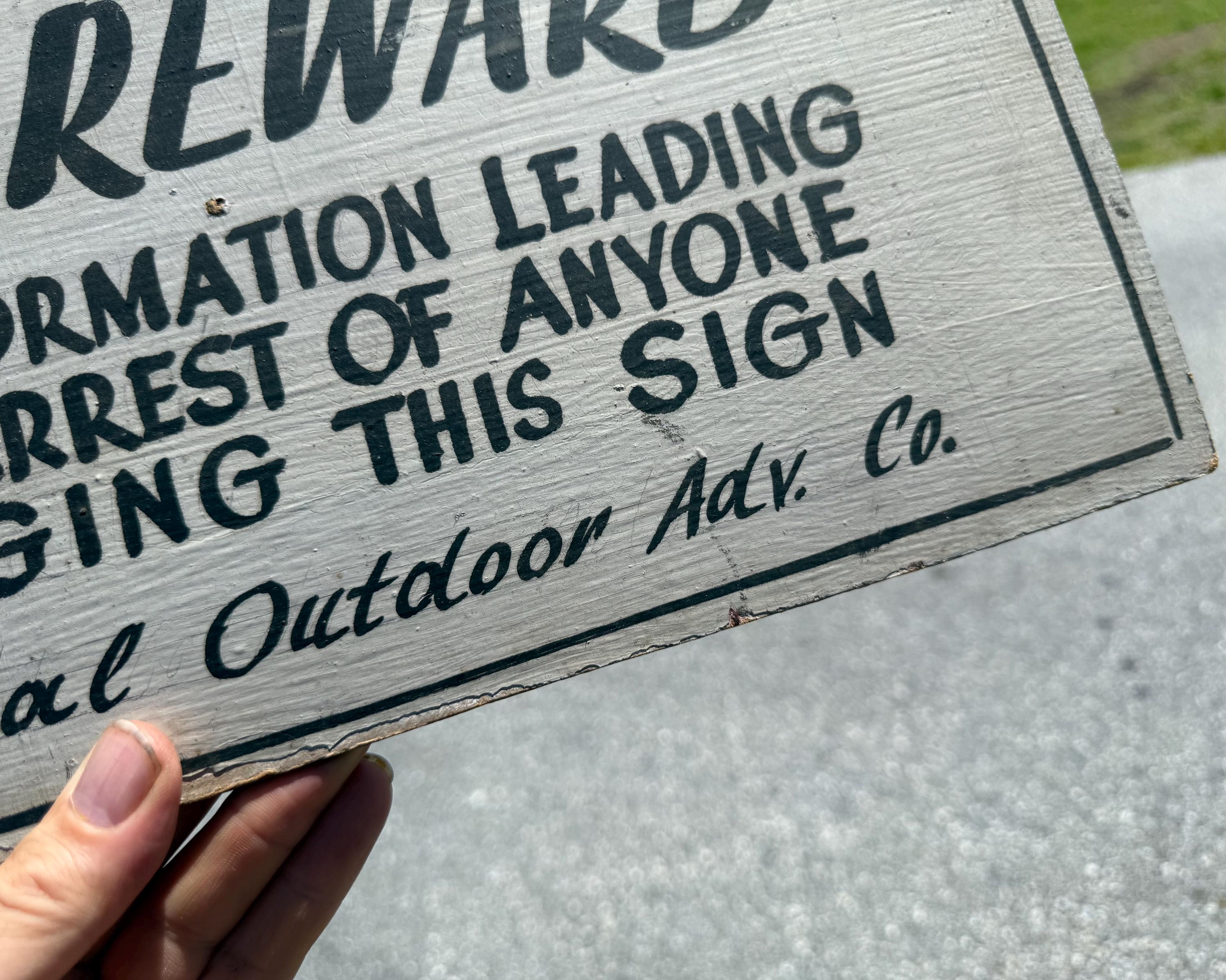 Vintage Arrest Reward Sign: 1930s National Outdoor Advertising Co. - Etsy