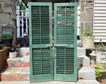 Large Pair of Vintage Shutters, 71'' Tall X 15'' Wide , Reclaimed Doors, Louvered Shutter Doors ...