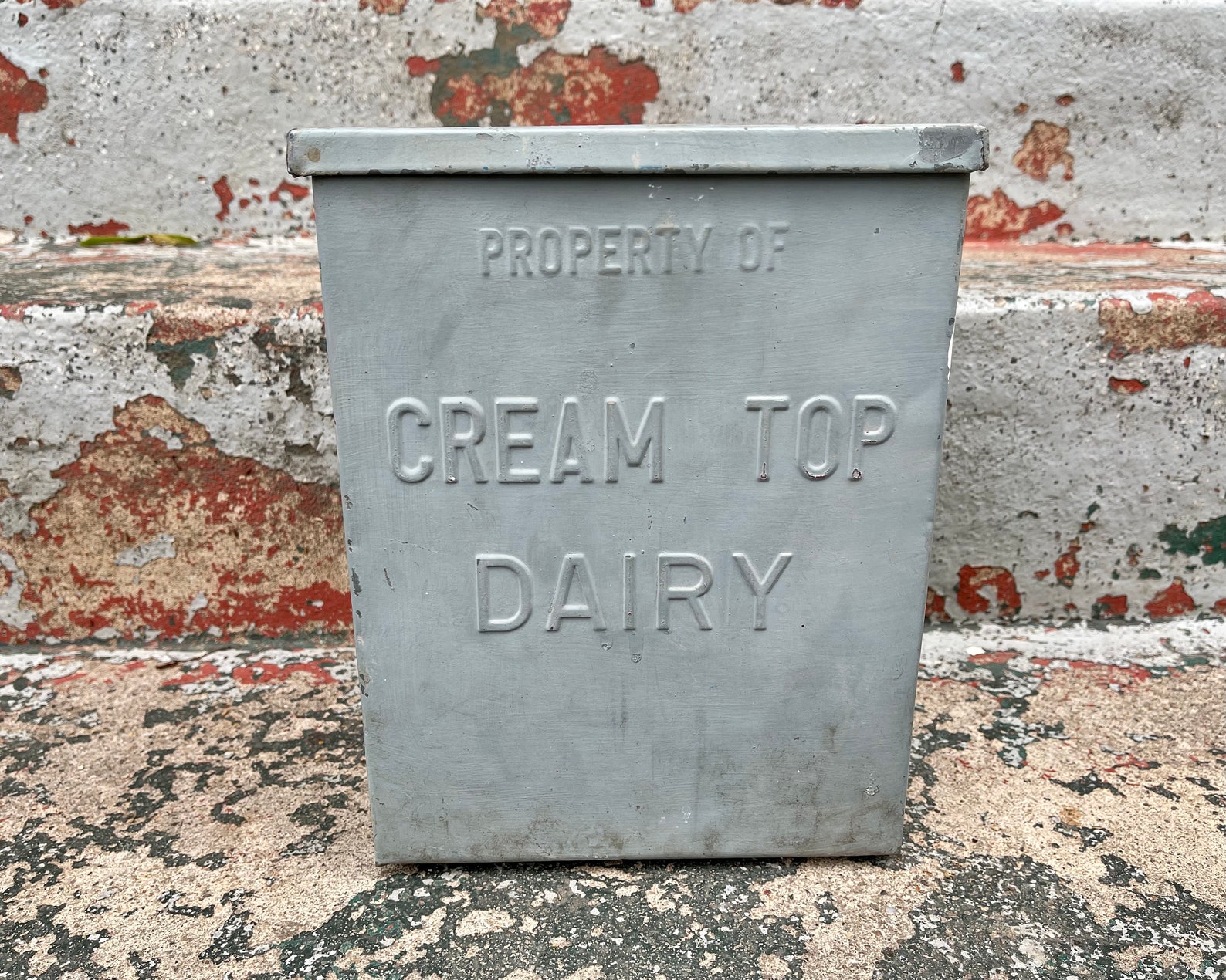 Antique Galvanized Milk Box CREAM TOP DAIRY Lancaster - Etsy