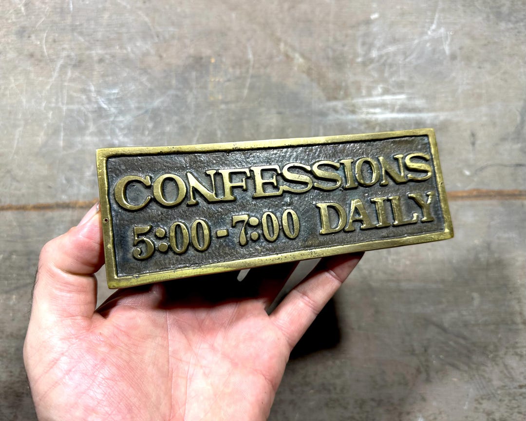 Antique Church Confessional Sign, CONFESSION SIGN, Bronze Architectural ...