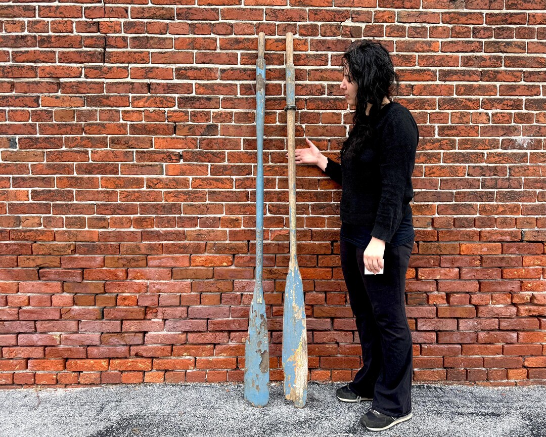 Antique Blue Painted Wooden Oars: Rustic Nautical Wall Decor - Etsy