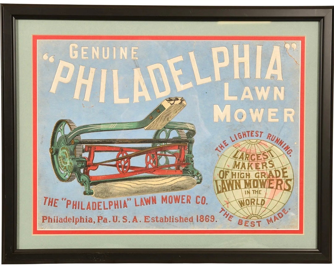 Antique Philadelphia Lawn Mower Sign Late 1800s Early 1900 Philadelphia ...