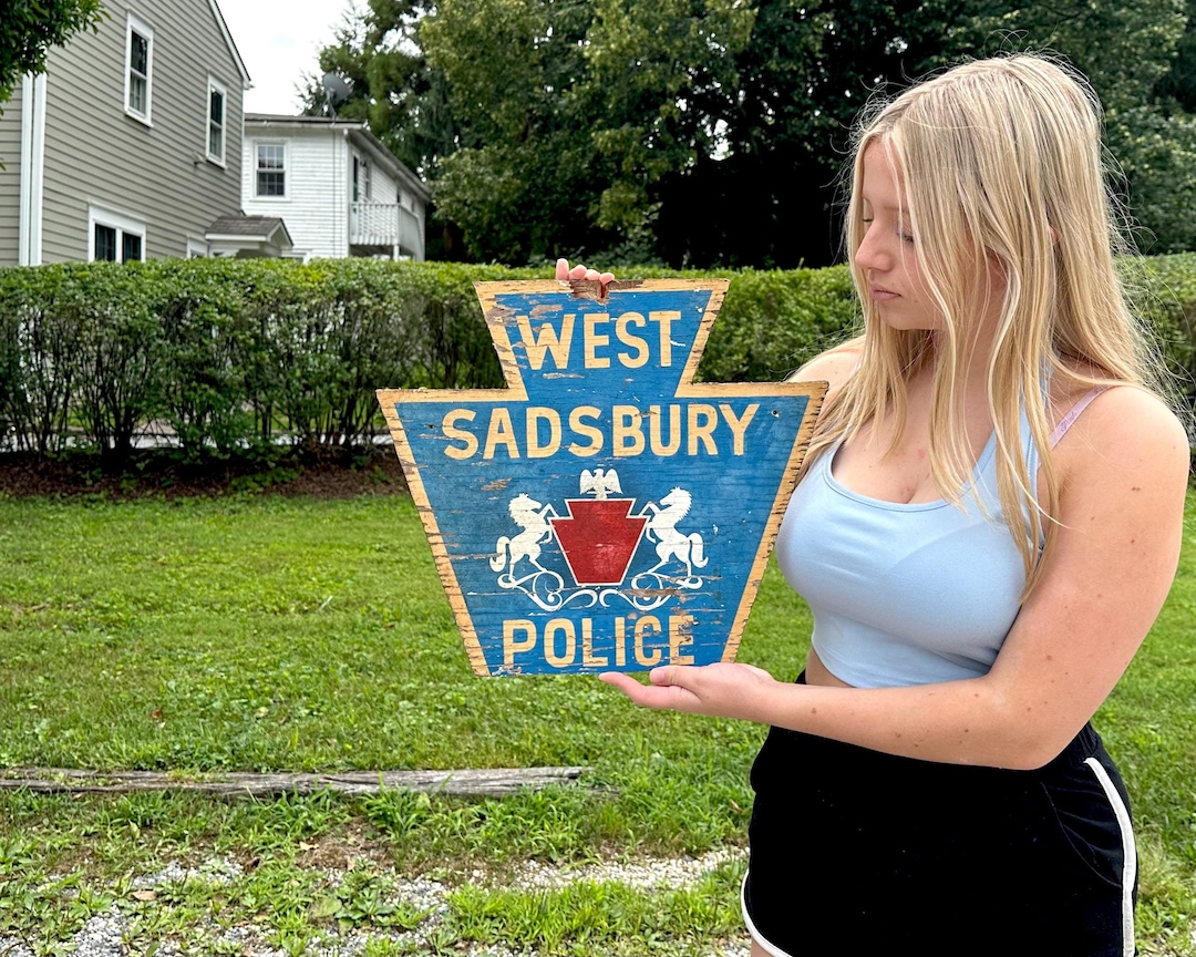 Vintage Pennsylvania Keystone Police Wooden Sign, WEST SADSBURY POLICE ...