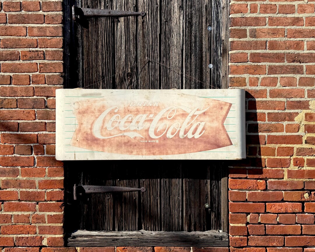 Vintage Coca Cola Sign, 43'' X 16'' Coke Sled Sign, Rustic Rusty Metal ...
