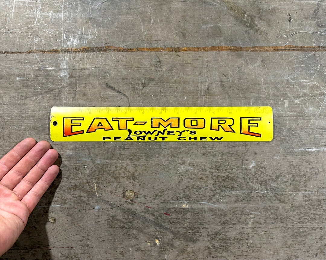 Lowney's Peanut Chew Metal Sign, Tin Ruler Strip Sign, EAT MORE CANDY ...