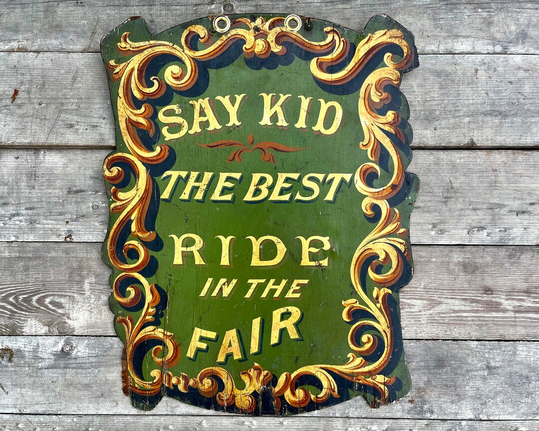 Antique Carnival Fair Sign, the Best Ride in the Fair, Beach's Circus ...