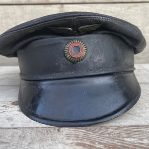Antique Leather Motorcycle Hat, Motorcycle Visor, Leather Biker Cap ...