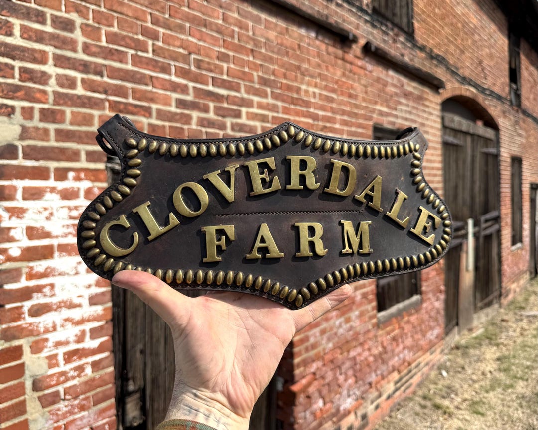 Antique Leather Clover Dale Farm Sign: Early 1900s Wall Decor - Etsy